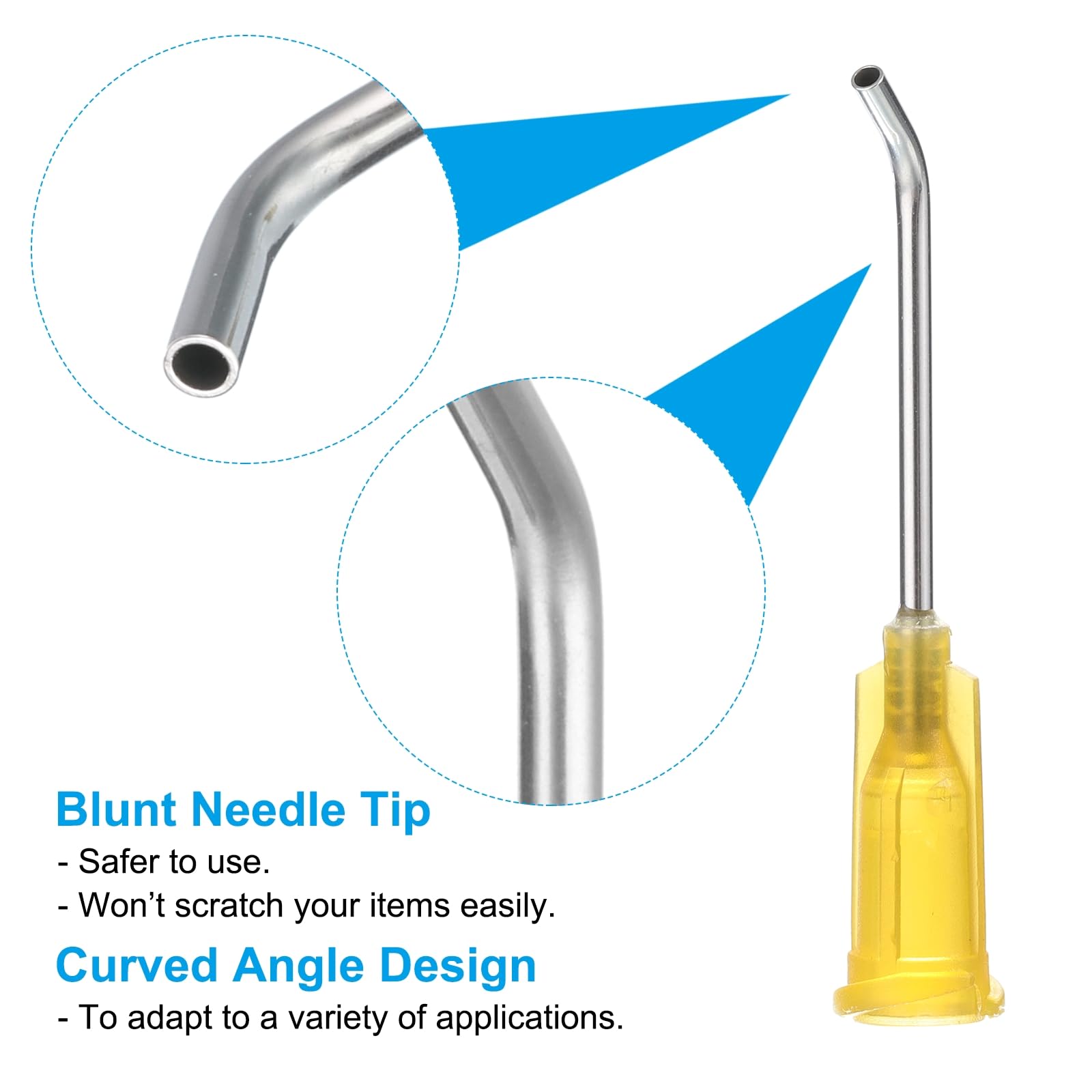 PATIKIL 17Ga x 1 Inch Dispensing Needle Tips, 36Pcs Stainless Steel 45 Degrees Pre Bent Glue Needle Tube Blunt Tips with Luer Lock for Glue Oil Applicator, Brown