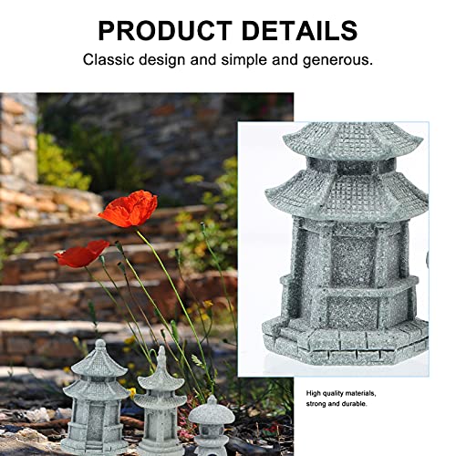 generic 3Pcs Mini Pagoda Statue Japanese Style Pagoda Lantern Mini Fairy Decor for Garden Patio Micro Landscape Yard Bonsai