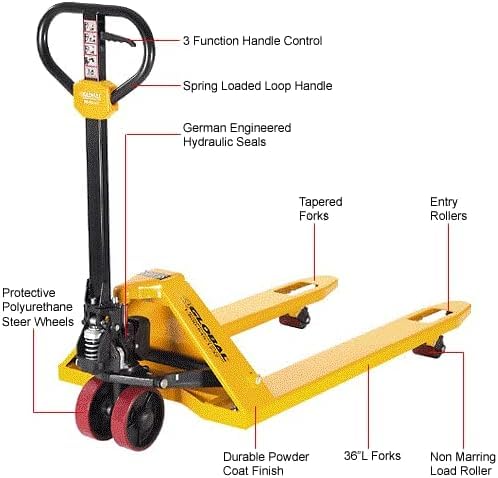 Global Industrial Pallet Truck, 5500 Lb. Capacity, 21 x 36