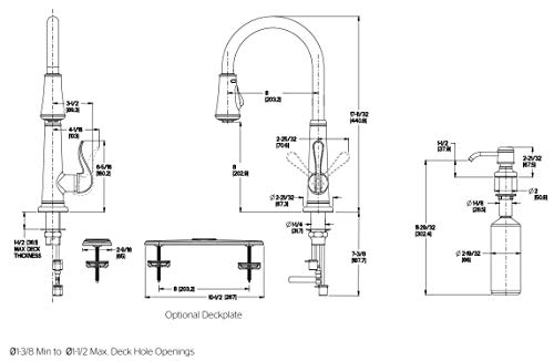 Pfister Ashfield 1-Handle Pull-Down Kitchen Faucet with Soap Dispenser, Brushed Nickel