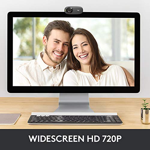 Logitech C310 HD Webcam, 720p/30fps, Widescreen HD Video Calling, HD Light Correction, Noise-Reducing Mic, For Skype, FaceTime, Hangouts, WebEx, PC/Mac/Laptop/Macbook/Tablet - Black