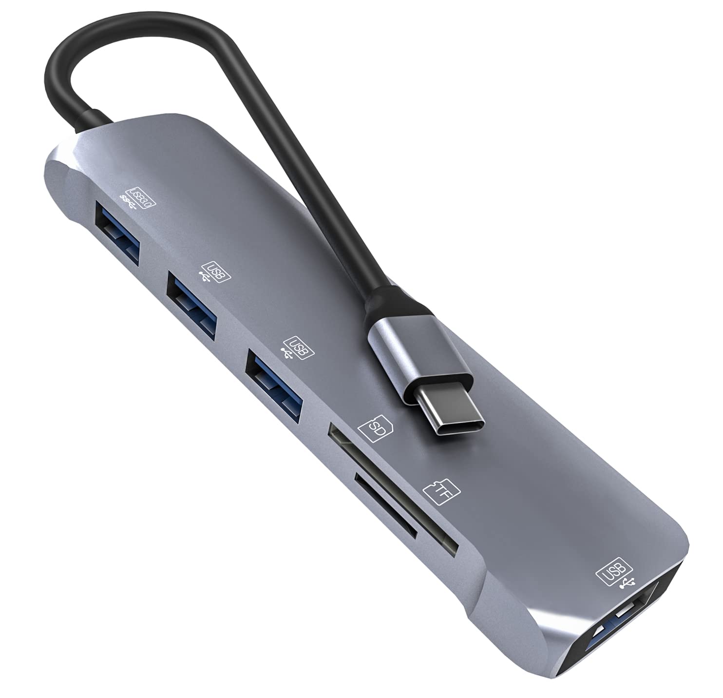 USB C to USB 3.0 Hub for iPad Pro 11/ iPad Mini/MacBook Air 6 in 1 Multifunction SD MicroSD Adapter for MAC