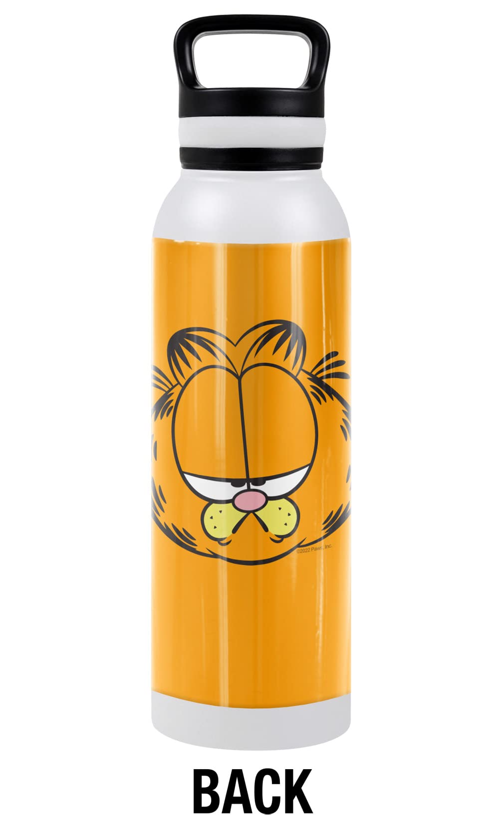 Garfield OFFICIAL Garfield Big Head 24 oz Insulated Canteen Water Bottle, Leak Resistant, Vacuum Insulated Stainless Steel with Loop Cap, White