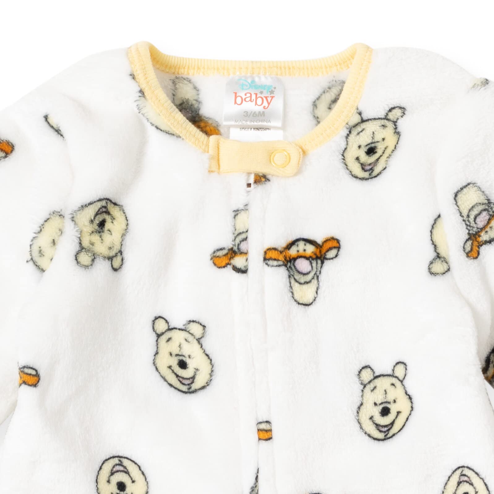 Disney Tigger Winnie the Pooh Newborn Baby Boys Fleece 2 Pack Zip Up Coveralls White/Yellow 0-3 Months