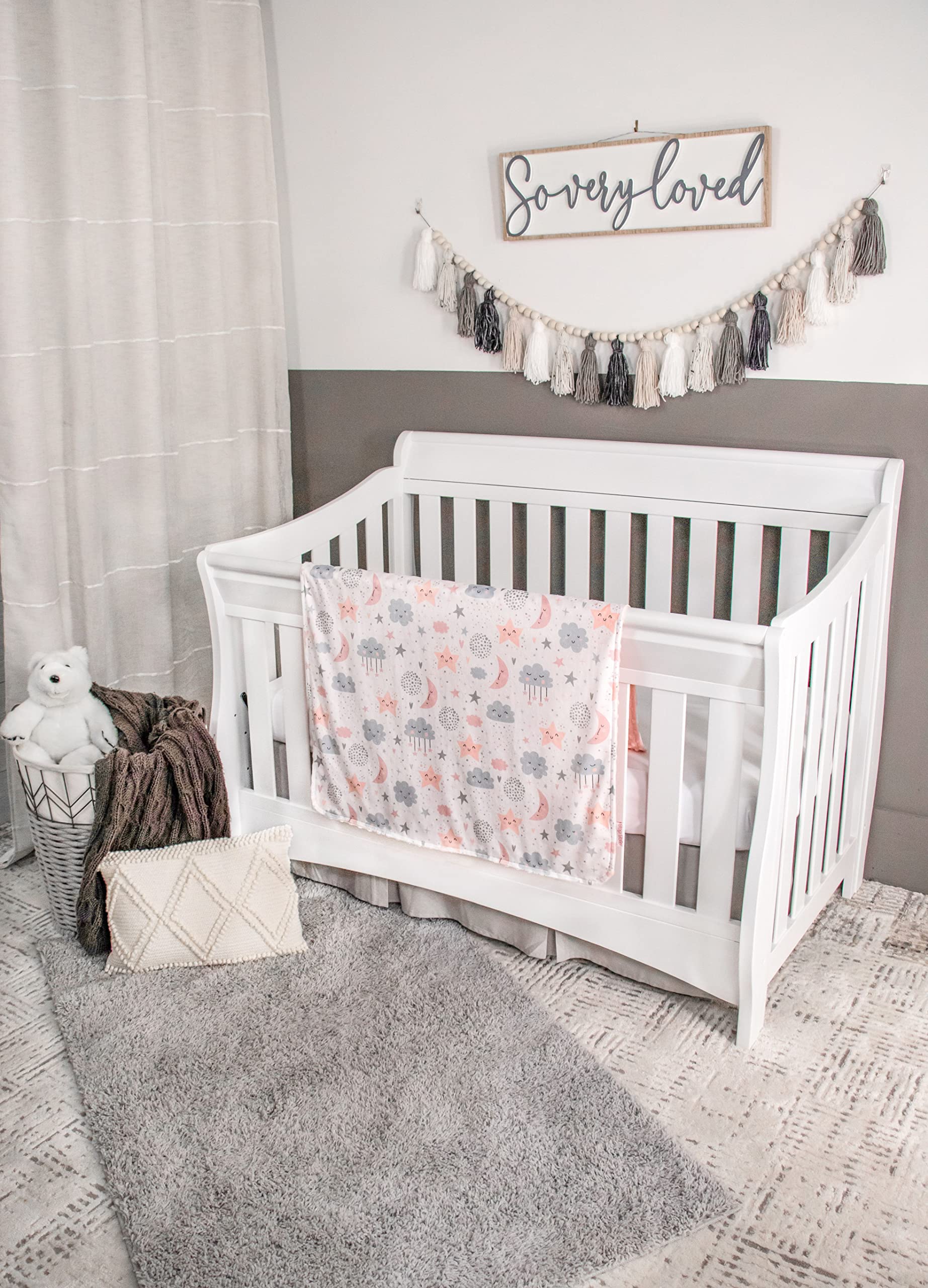 Top Tots Deluxe Minky Baby Blanket - Cloud Bears, 40 x 29 Inch White