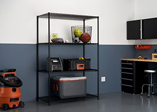 TRINITY Black 48" x 24" x 72" 4-Tier NSF Wire Shelving Rack, 48W x 24D x 72H