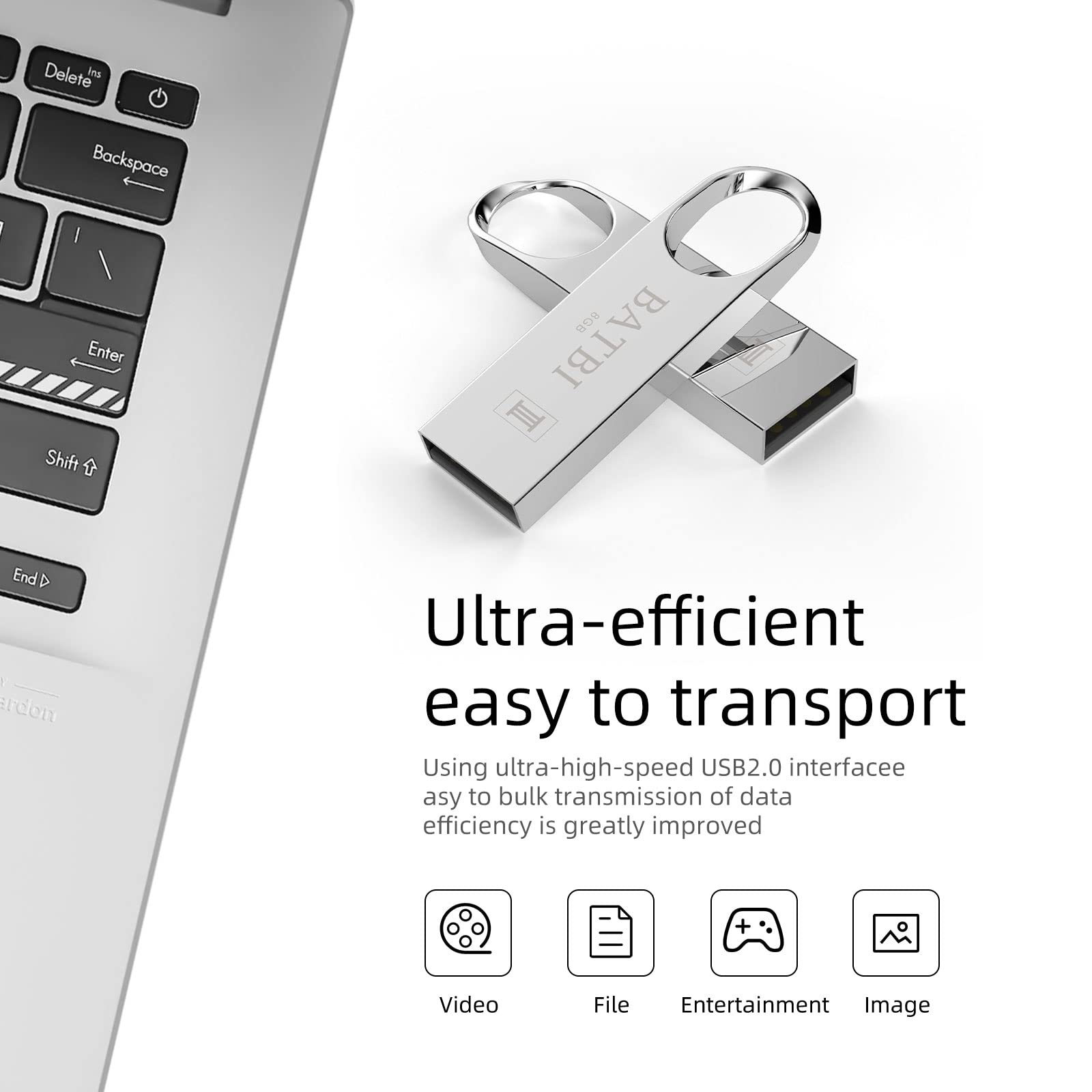 USB Flash Drive 5 Pack 8GB Flash Drives Thumb Drive, 2.0 Memory Stick with Zinc Alloy Design, Jump Drive Pendrive for Data Storage and Backup, Gift USB Disk Zip Drive
