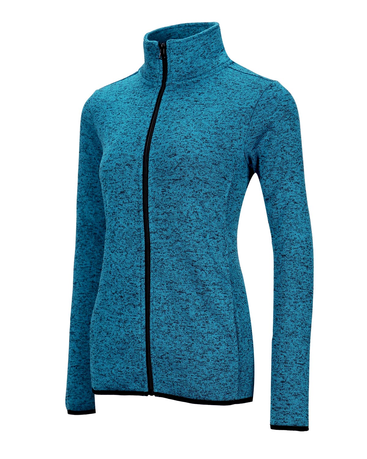 Dolcevida Womens Fleece Jacket Long Sleeve Sweater Fleece Zip Up Speckled Jacket with Pockets (Blue Steel Mix, M)