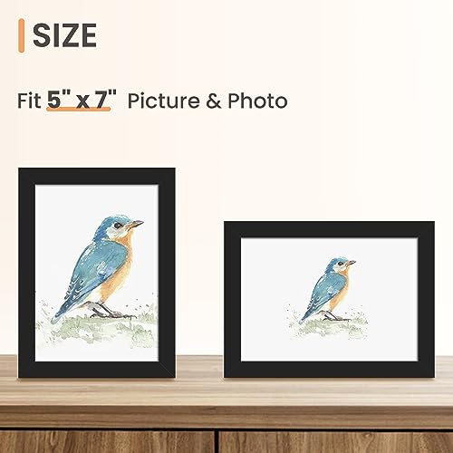 upsimples 5x7 Picture Frame with Real Glass,Bulk Photo Frames for Wall or Tabletop Display,Set of 17,Black