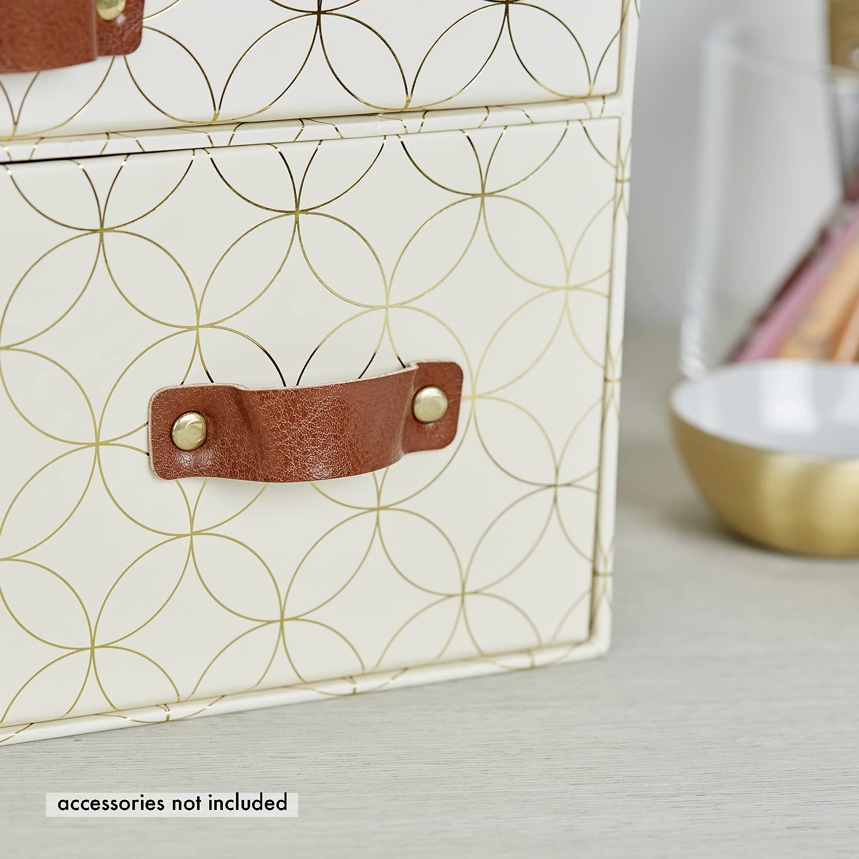Erin Condren Desktop Drawers - Mid Century Circles. Vegan Leather Handles. Measures 11.75" x 10.5" x 9.5". Desk Organizer Great for Storing Mail, Documents, Supplies, and More