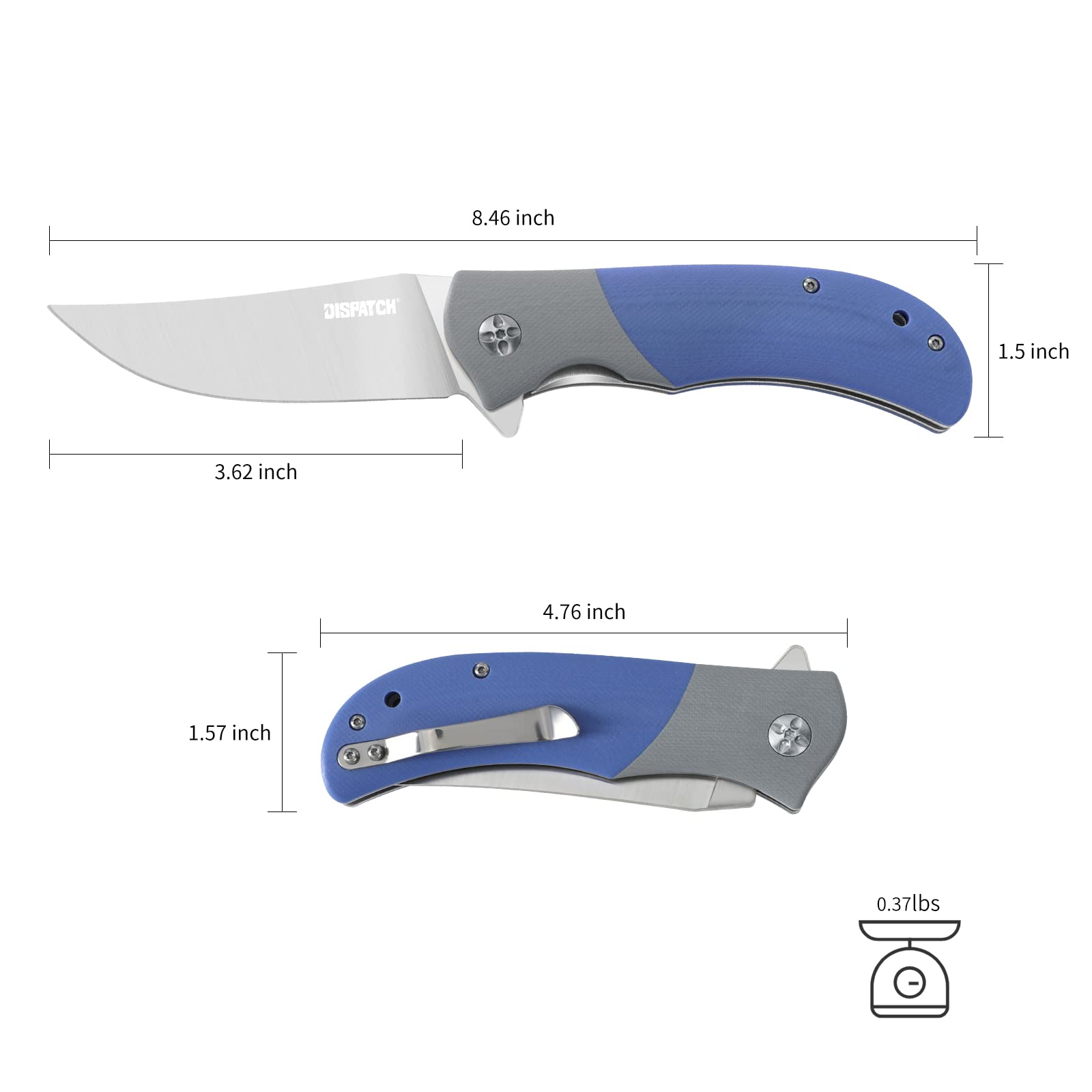 Dispatch 8cr Blade Folding Pocket Knife with G10 Handle, Liner Lock with Clip for Survival, Hunting, Tactical, Outdoor Camping EDC Tool