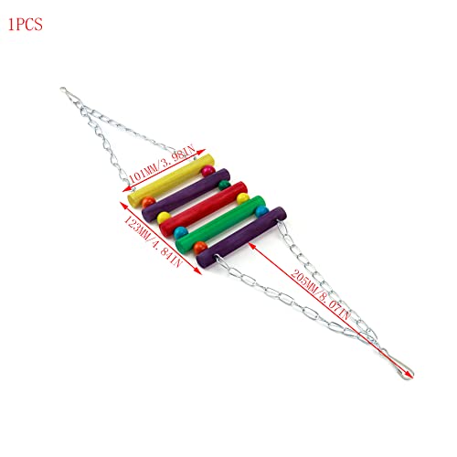 Mewutal Bird Perch Stand Platform Parrot Suspension Bridge Toy Wooden Bird Swing Toy for Pet Cage, with Chain