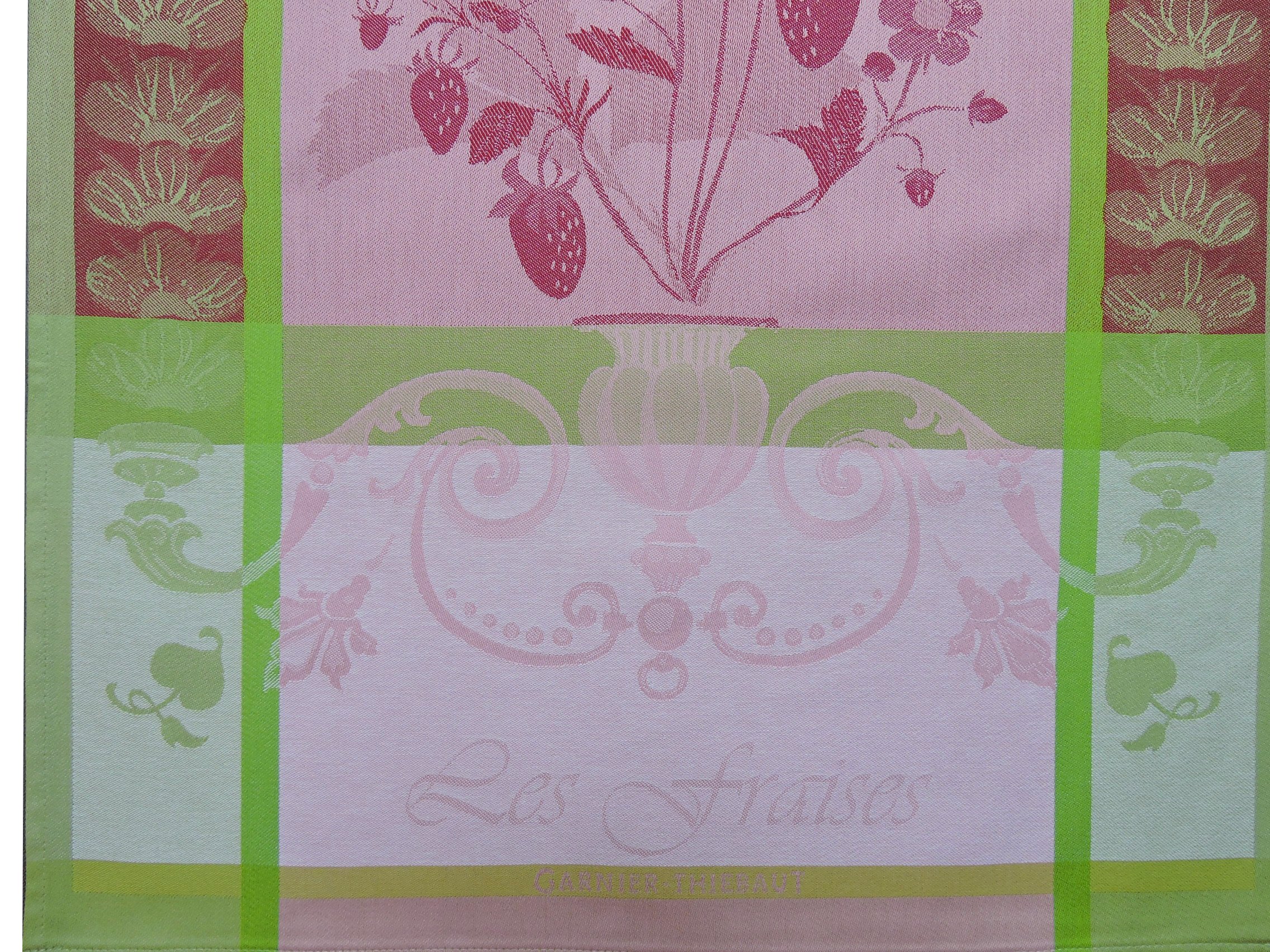 Garnier Thiebaut, Fraisier Rose (Strawberry Plant) Woven Kitchen / Tea Towel, 100 % Cotton