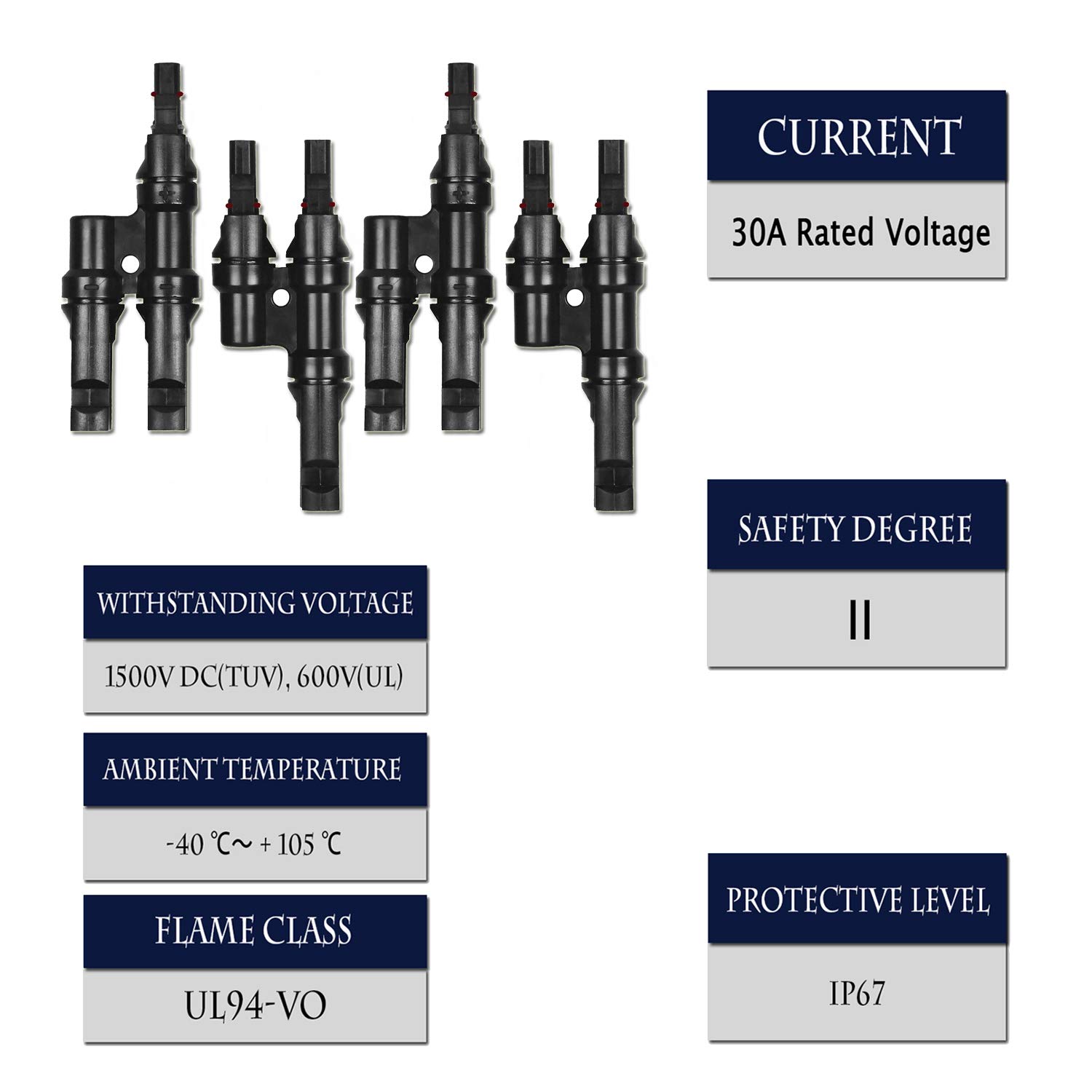 DSOPV Solar Panel Connector Y Branch Connectors Cable Coupler Combiner MMF+FFM 2 Pair