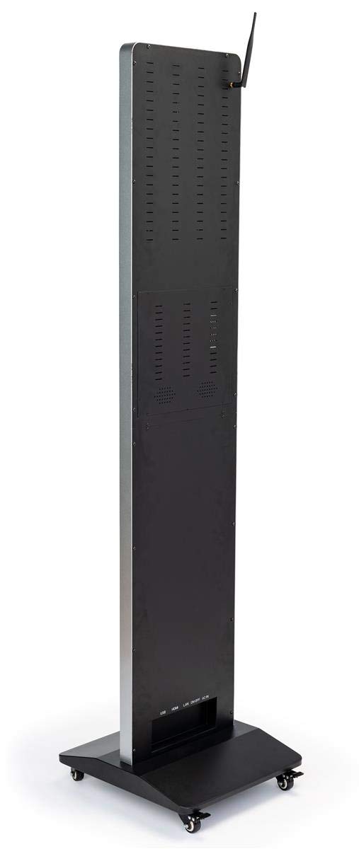 Displays2go 21.5" Screen Freestanding Digital Magazine Rack, 8.5" w, DisplayIt!Xpress – Black (DG21FLR7S)