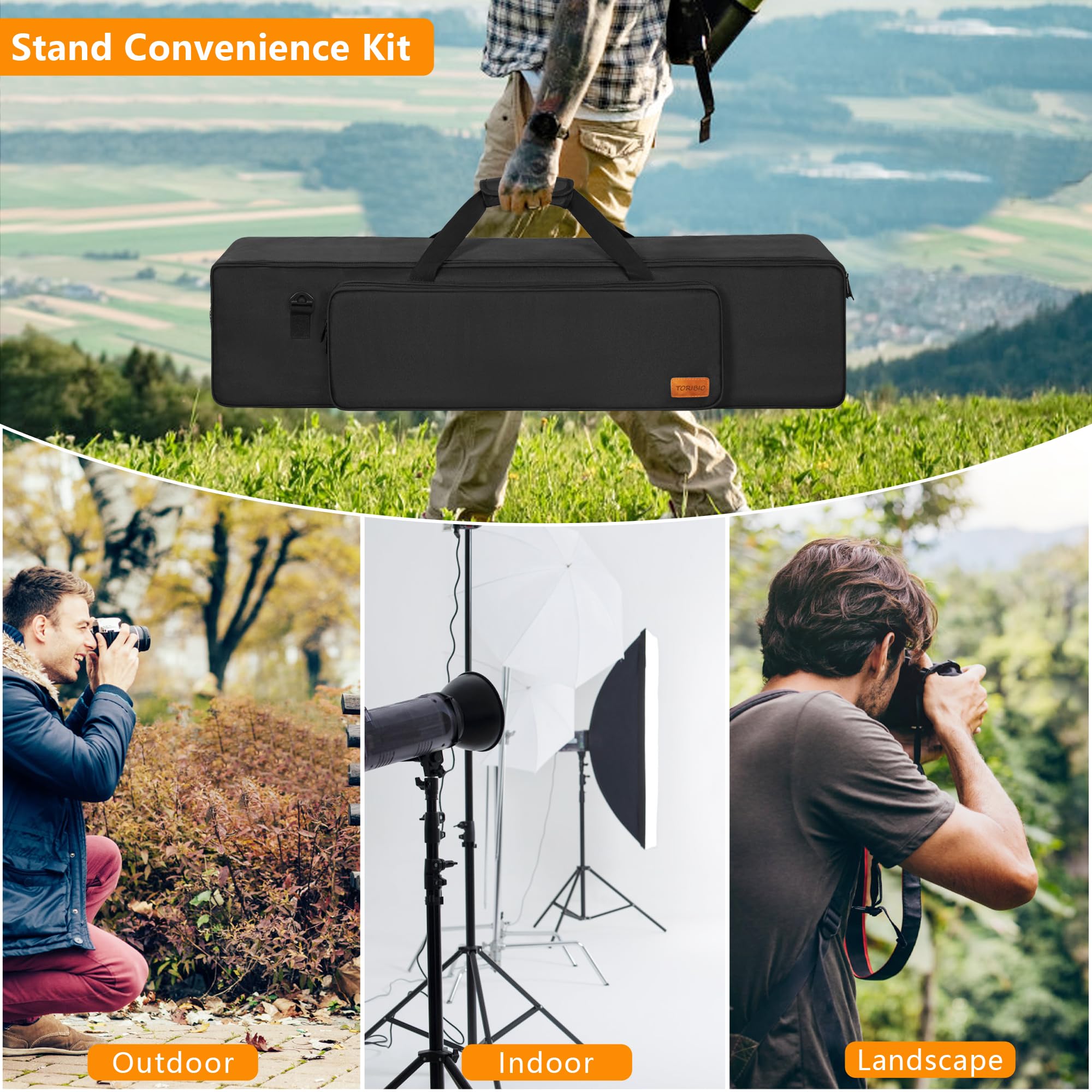 TORIBIO Tripod Case Bag Water-resistant Lightweight Multifunctional 40"x8.2"x8.2"/102x21x21cm Tripod Carrying Case with Shoulder Strap for Lights, Speakers, Cameras, Booms, Microphone Stands