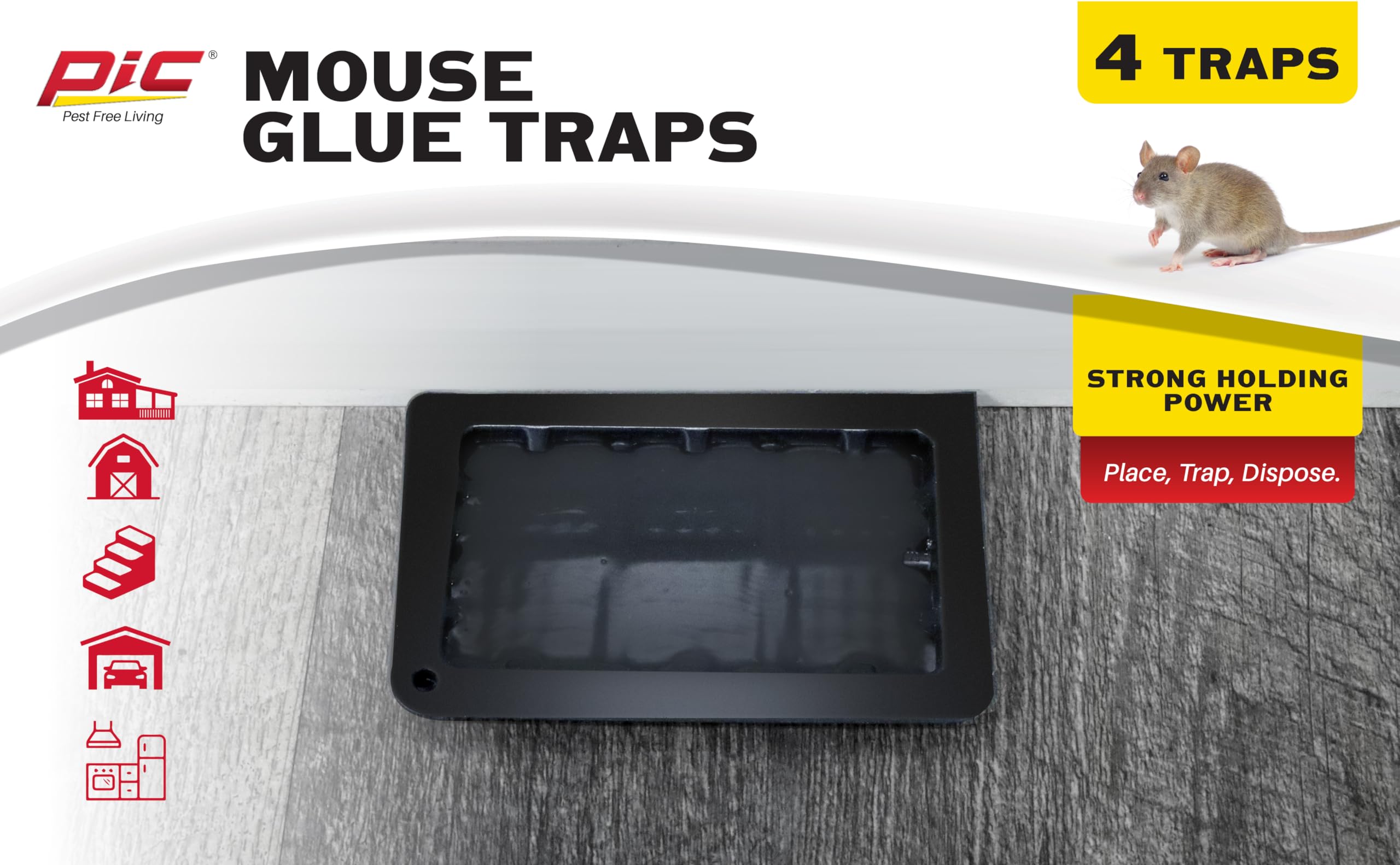 Pic GT4 Glue Mouse Tray, 4-Pack