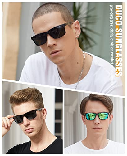 DUCO Square Polarized Sunglasses for Men LightWeight Carbon Fiber UV400 Protection Sun Glasses 8206