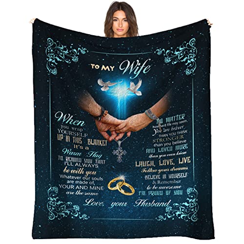 to My Wife Blanket from Husband, Birthday Gifts for Wife, Soft Throw Blanket Gifts for Her, Wife Birthday Gift Ideas,Best Christmas Valentines Wedding for Wife 60''x50''