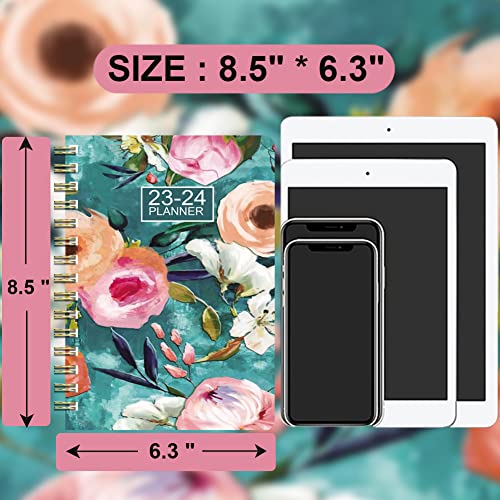 Dzhzal 2023-2024 Academic Planner - Weekly & Monthly Planner with Tabs, July 2023 - June 2024, 8.5" x 6.3", Hardcover with Elastic Closure,Twin-Wire Binding,Thick Paper,Inner Pocket