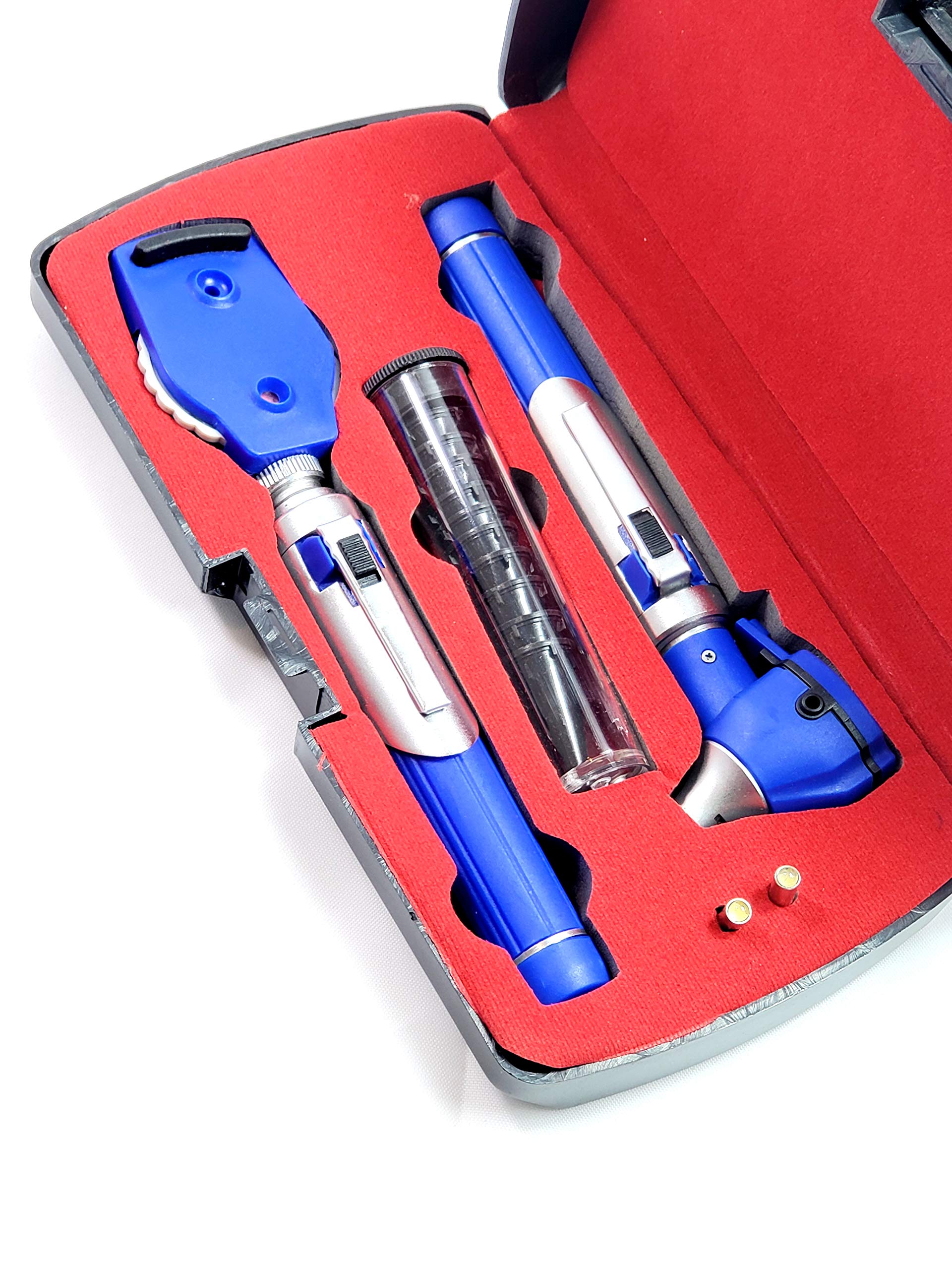 Premium Double Handle Otoscope Set -Otoscope/Great for School -Cynamed (BLUE)