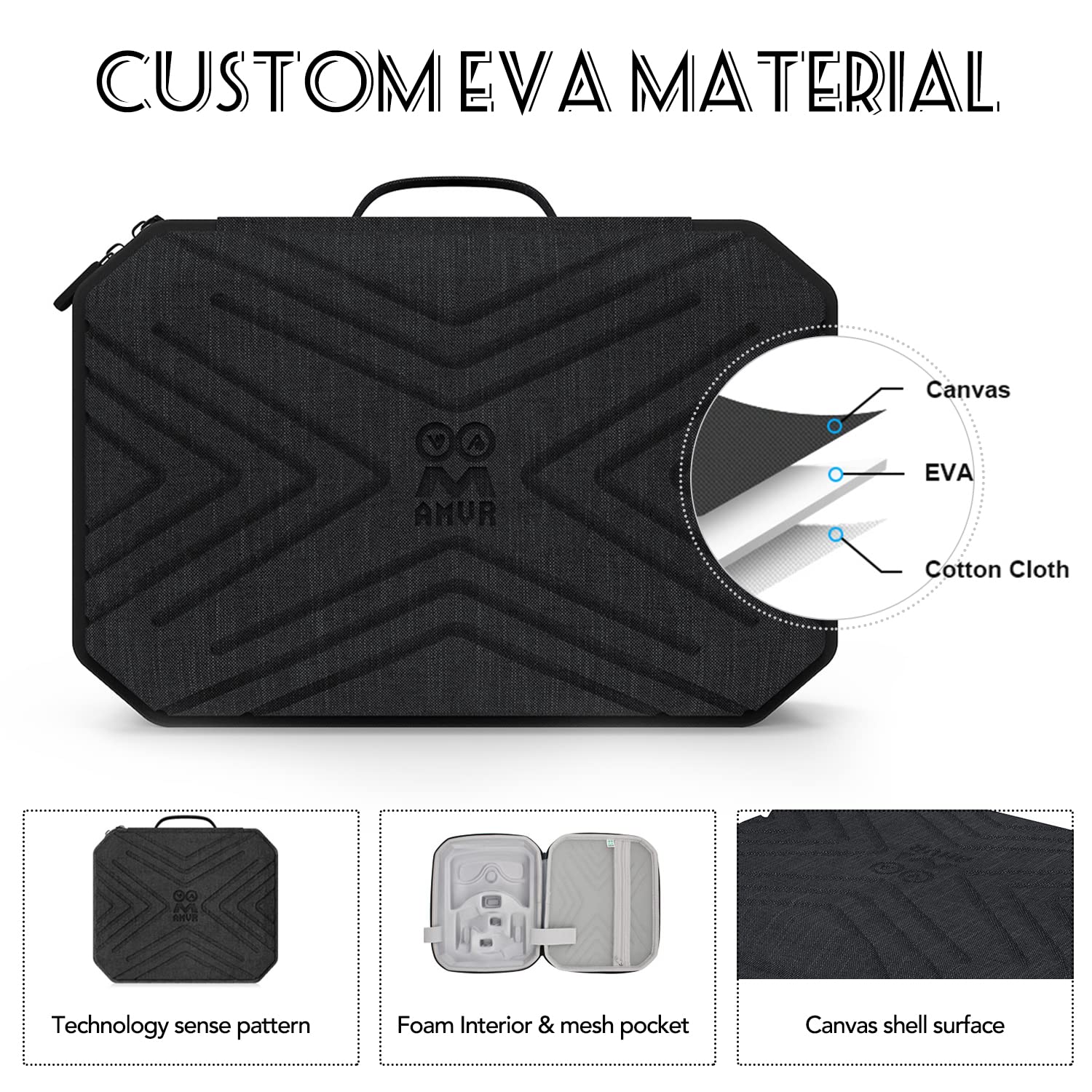 GOYERRNES Hard Carrying Case for Metal Oculus Quest 2 VR Gaming Headset, Original Head Strap Touch Controllers Accessories, EVA Hard Shell Bag for Travel and Storage (Size:10.82"x9.25"x4.72")