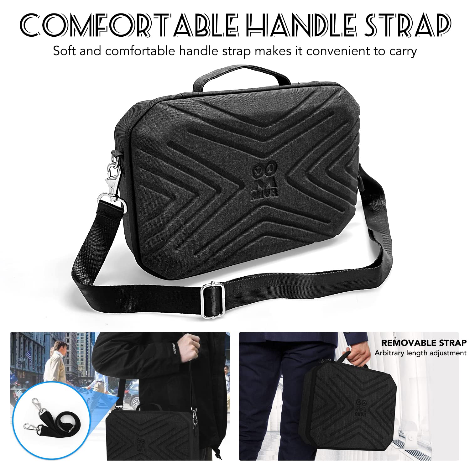 GOYERRNES VR Headset Carrying Case for Oculus/Meta Quest 2, Hard Travel Portable Case Compatible Elite Version with Adjustable Shoulder Strap& Lens Cover for Controllers Cable Cord Charger Storage