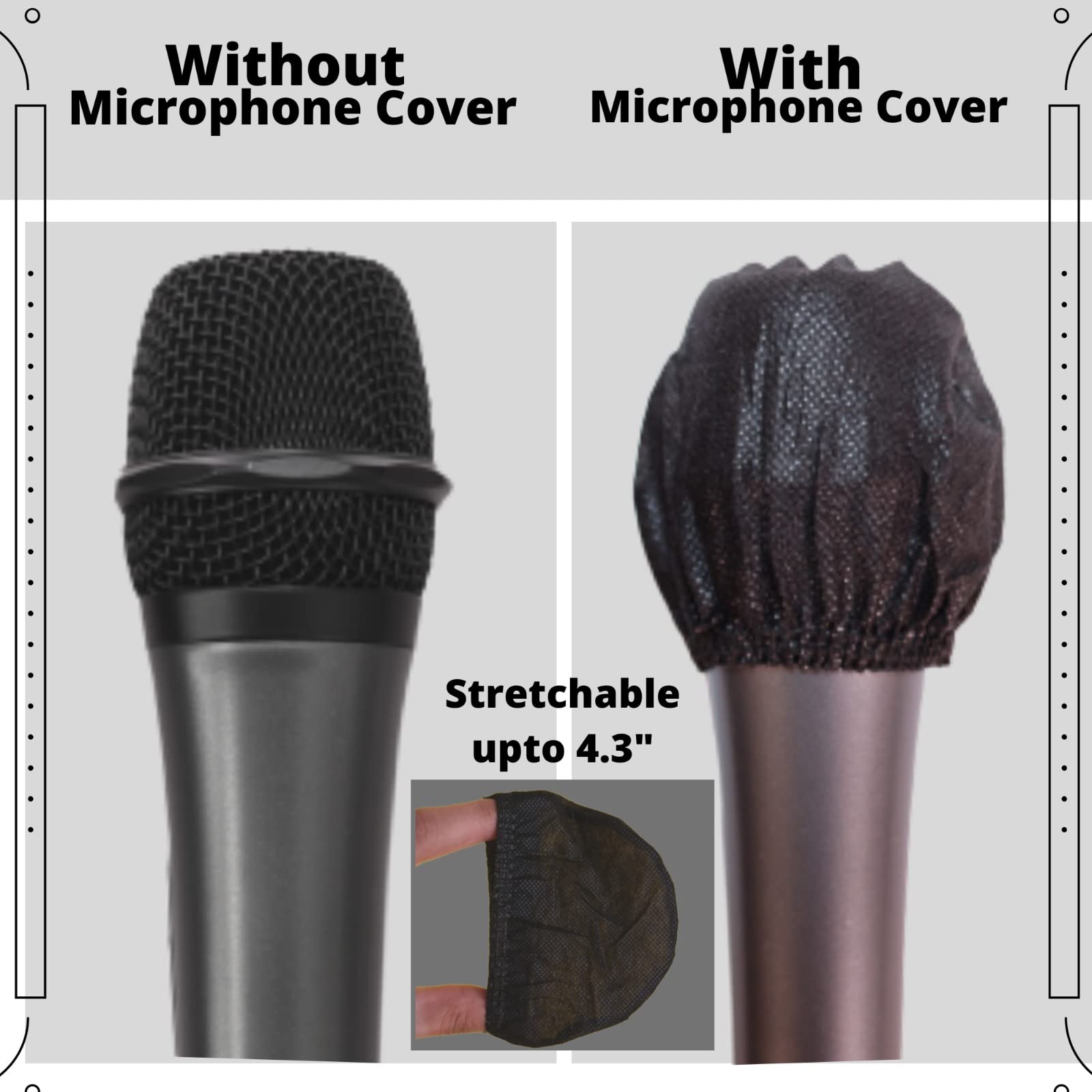 Disposable Microphone Cover-240 pcs Mic Covers Packed in Pairs - Black, Thick Non-Woven & Stretchable Microphone Windscreen Protective Caps Suitable for Most Handheld Mics