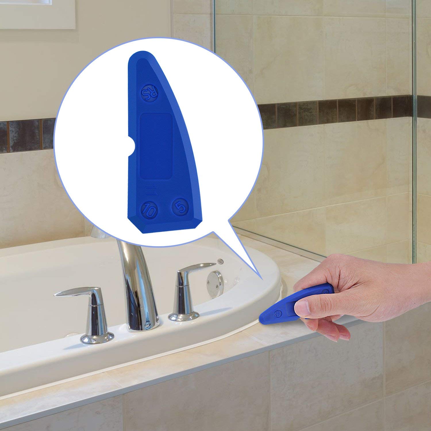 Hotop 4 Pieces Caulk Tool Kit Sealant Silicone Finishing Tools Caulking Tools for Silicone Sealant Grout Finishing Sealing (Blue)