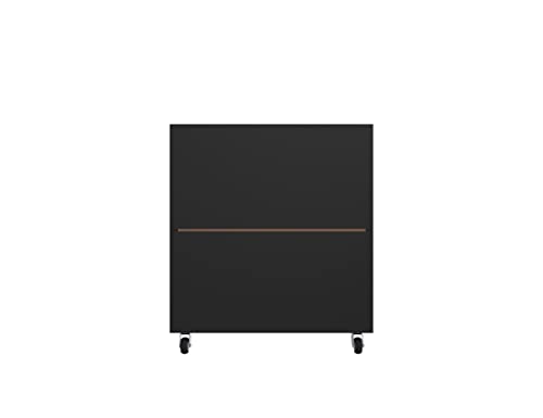 Manhattan Comfort Eiffel 2-Piece Storage Garage Set in Matte Black and Aqua Blue