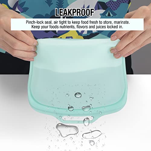 JIN ZHOU Silicone Storage Bag, Extra large Silicone Storage Container Dishwasher Microwaveable Safe Extra Thick Air tight Silicone Bag for Sandwich, Snack, Travel Items White