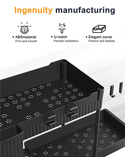 MHHA Under Sink Organizer, 2 Tier Sliding Bathroom Cabinet Organizer and Storage,Multi-purpose Under Kitchen Sink Oragnizers and Storage,1 Pack (Black)