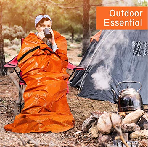 Emergency Sleeping Bag Survival Bivy Sack.Mylar Emergency Bivy Survival Rescue Blanket , Survival Gear for Outdoor, Hiking, Camping Includes Nylon Sack with Survival Whistle +Emergency blanket