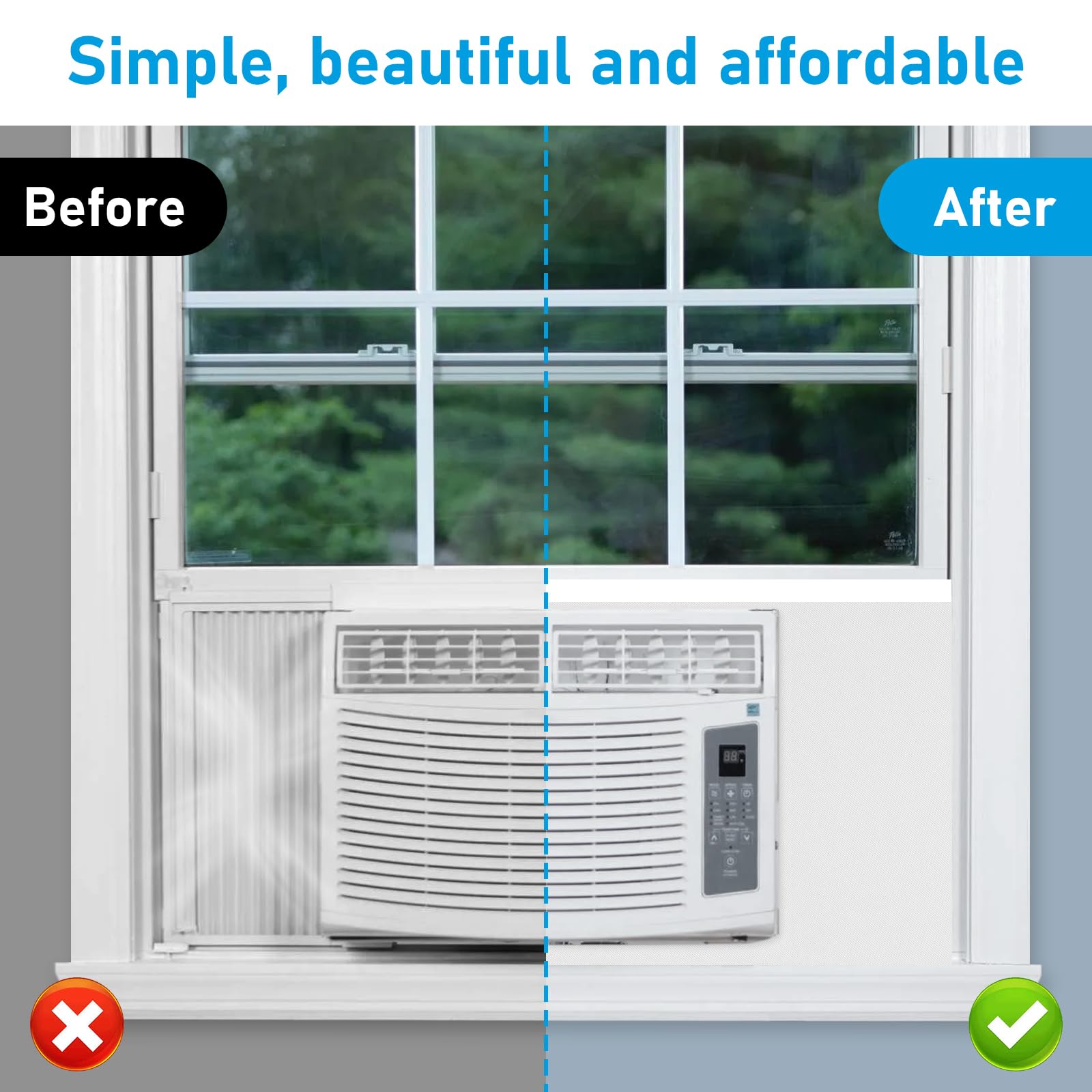 Gpaentsn AC Insulation Side Fabric Seal Vent Kit, Window Air Conditioner Seal Vent Kit with Top Seal Strip, Adjustable