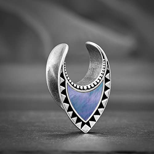 ERKUOO 2PCS Opening Saddle Ear Tunnels Retro Ear Gauges Double Flared Plugs Flesh Stretchers Piercing Earrings Expander 00g(10mm)
