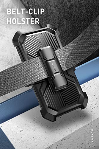 i-Blason Armorbox Designed for Samsung Galaxy S23 Ultra Case with Kickstand & Belt Clip, [2 Front Frames] Full-Body Rugged Bumper Case with Built-in Screen Protector [Support Fingerprint ID] (Black)