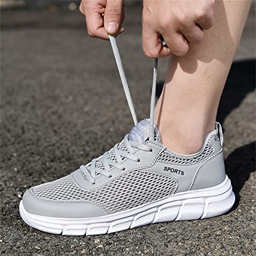 FASDNENDYS Fashion Summer Men Breathable Mesh Flat Elastic Casual Shoes Mens Sneaker Shoes Size 12 Grey