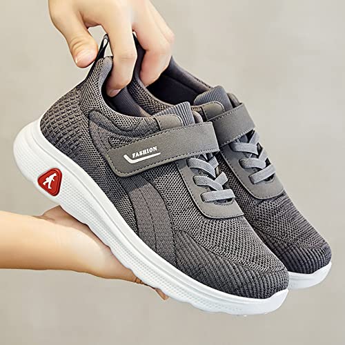 FASDNENDYS Fashion Summer and Autumn Men Fly Woven Mesh Breathable and Comfortable Slip On Leather Sneaker Shoes for Men Grey