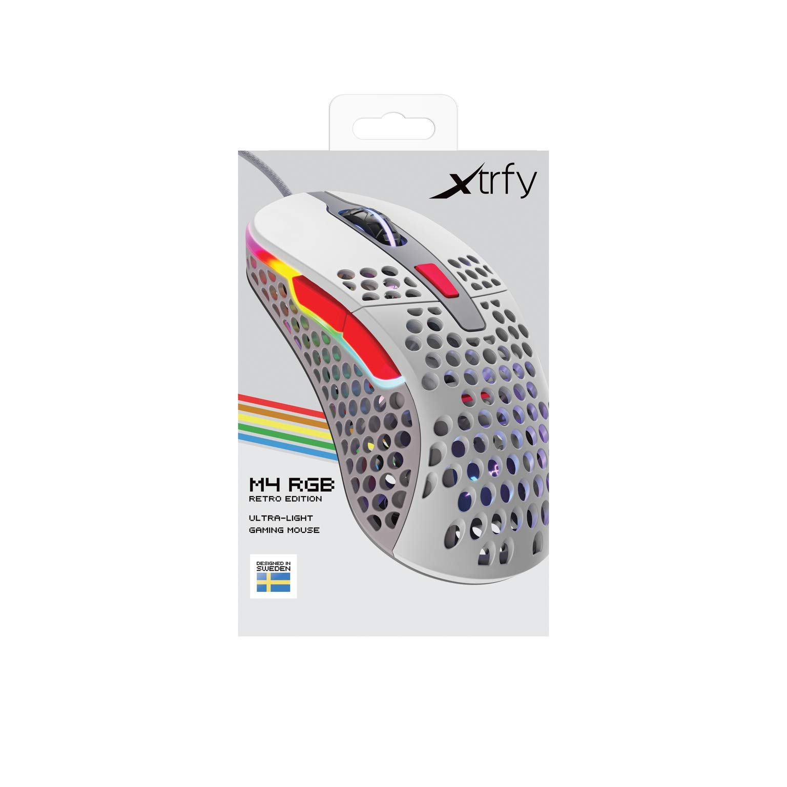 Xtrfy M4 RGB Ultra-Light Gaming Mouse, Unique Right-Handed Design, Pixart 3389 Sensor, EZcord® - Retro