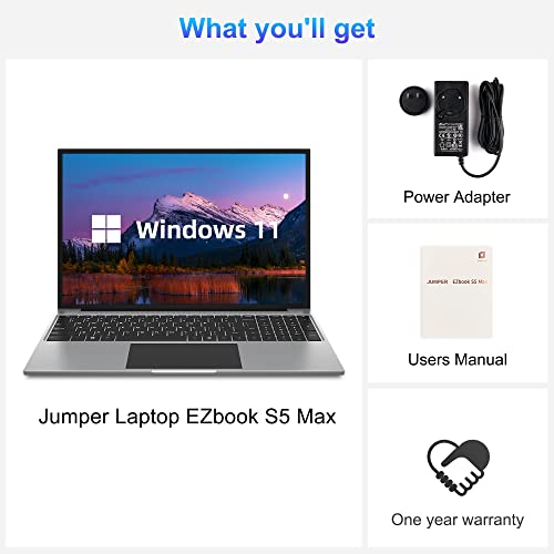 jumper Laptop, 16GB RAM 512GB SSD, Quad-Core Intel N100 Processor, 16" FHD IPS Screen(1920x1200), Laptops Computer with 4 Stereo Speakers, Dual-Band WiFi, Cooling System, 38WH Battery,Gray.