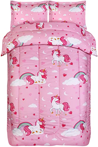 Utopia Bedding - Comforter Bedding Set with 2 Pillow Cases - 3 Piece Soft Brushed Microfiber Kids Bedding Set for Boys/Girls - Machine Washable, Unicorn, Twin