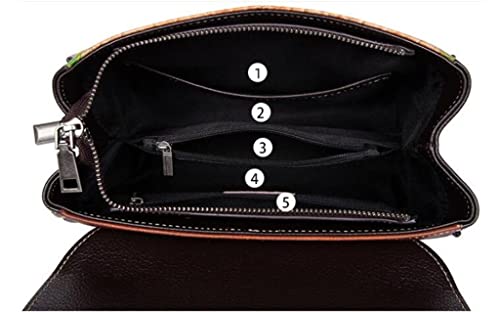 GPPZM Hand Embossed Women's Bag Retro Versatile Handbag Shoulder Messenger Bag (Color : Black, Size : 26(L)*17.5(H)*9.5(W) cm)
