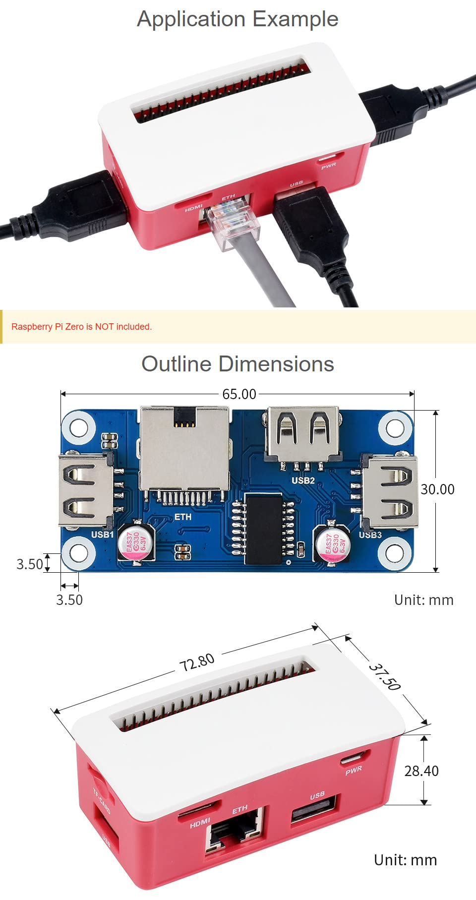 waveshare ETH-USB-HUB-Box for Raspberry Pi Zero Series