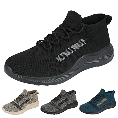 FASDNENDYS Fashion Autumn Women Sports Shoes Flat Lightweight Fly Woven Mesh Breathable Elastic Lace Up Comfortable Devotion Plus 2 Navy