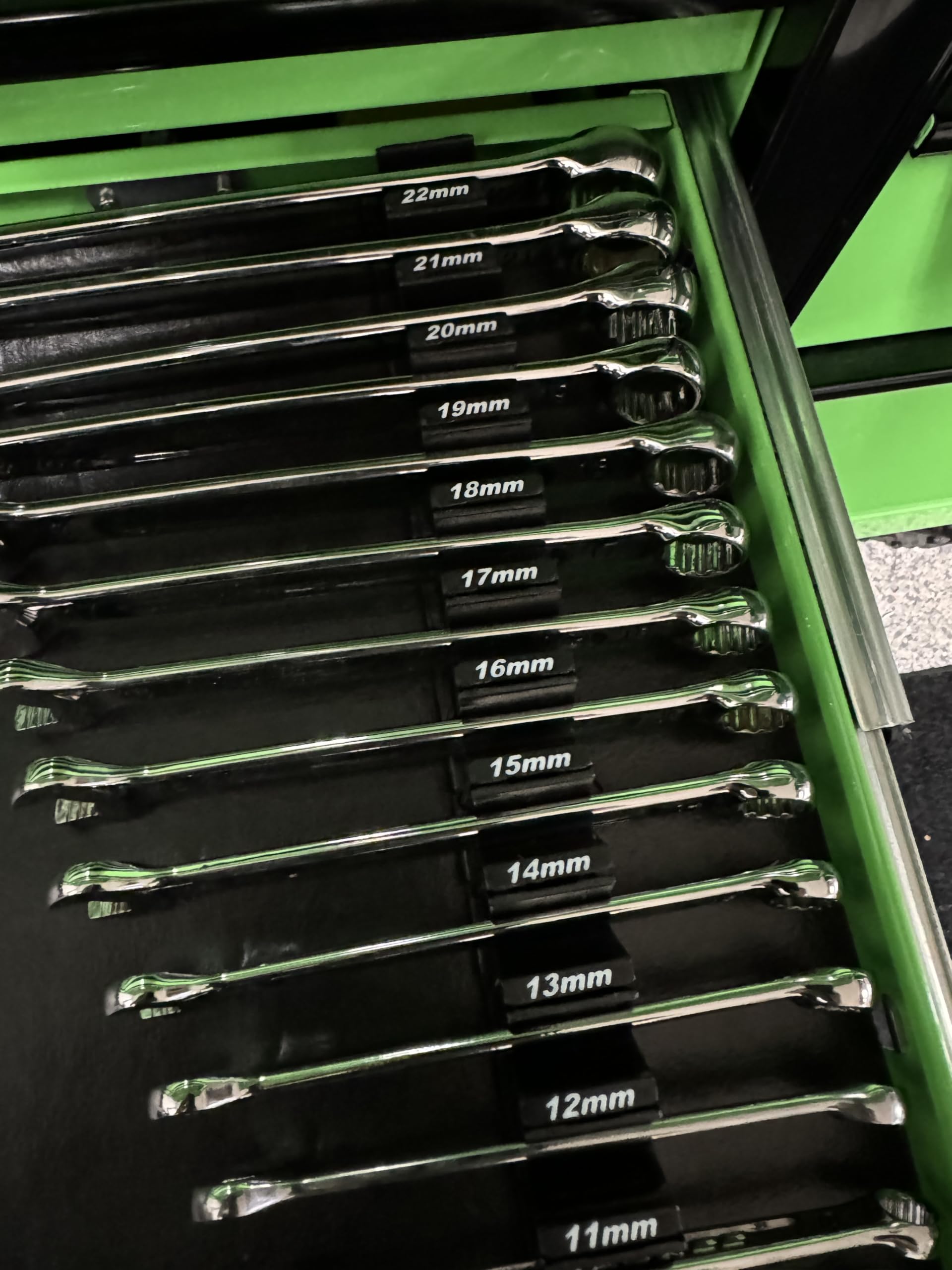 Identification labels compatible with toolbox widget vertical PRO wrench holders (SAE set, Black)