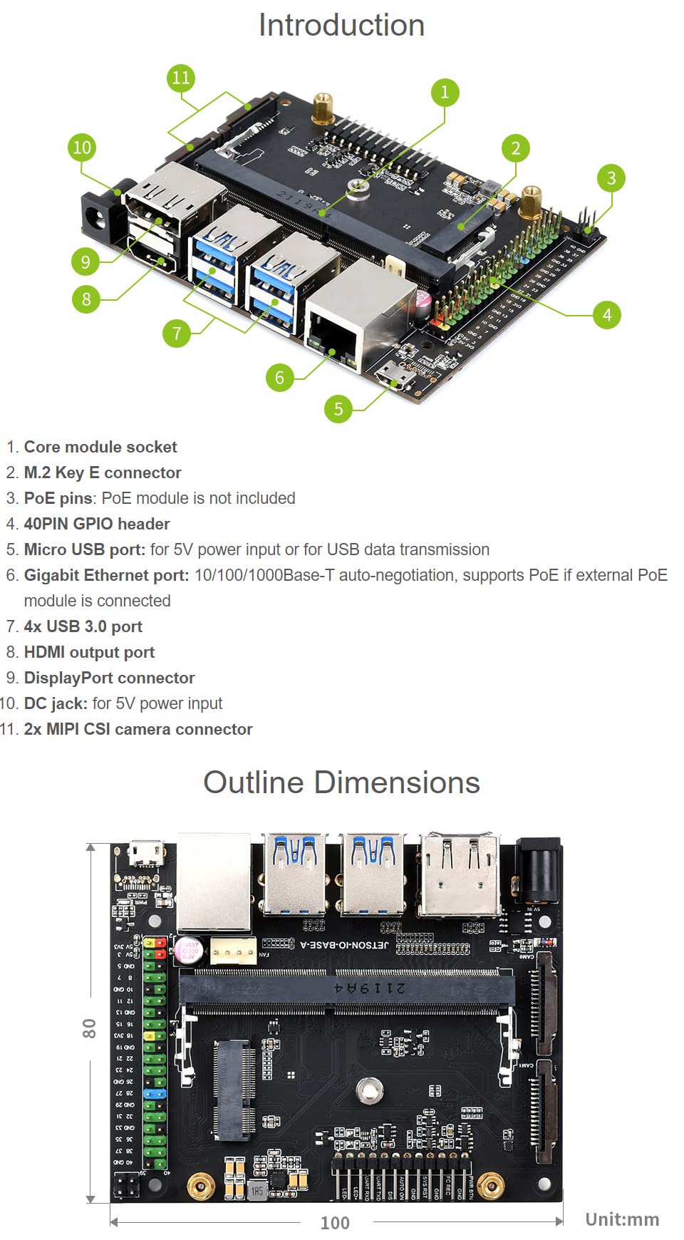 Waveshare Jetson Nano 4GB Development/Expansion Kit Alternative Solution of B01 Kit with Carrier Board Only Compatible with Both Jetson Nano and Jetson Xavier NX