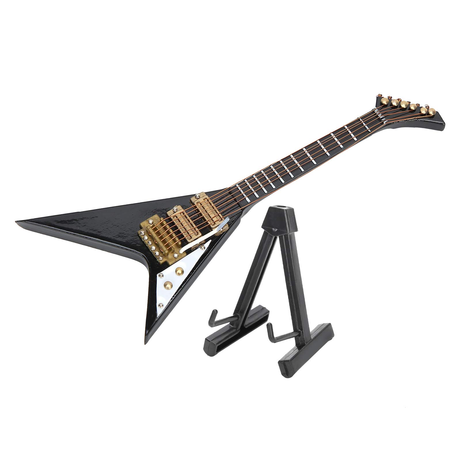 DJDK Mini Guitar Model,Electric Guitar Model Black Mini Musical Instruments Collection Gift Ornaments 14cm