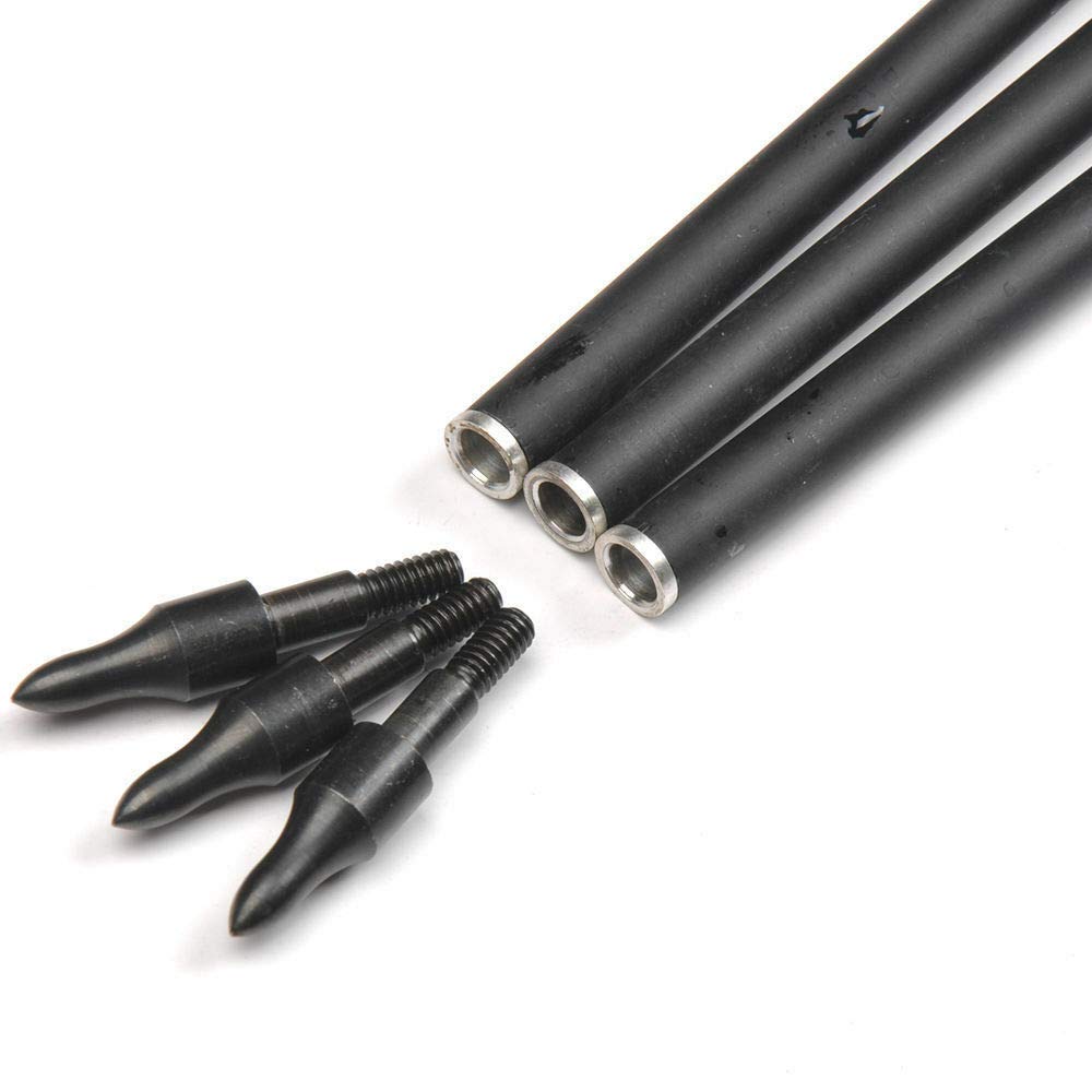 EROCK Archery Arrows 30inch Pure Carbon Arrows 500 Spine Turkey Feather Fletching Screw-in Field Points Targeting Arrows for Recurve Bow Compound Bow 12 Pack