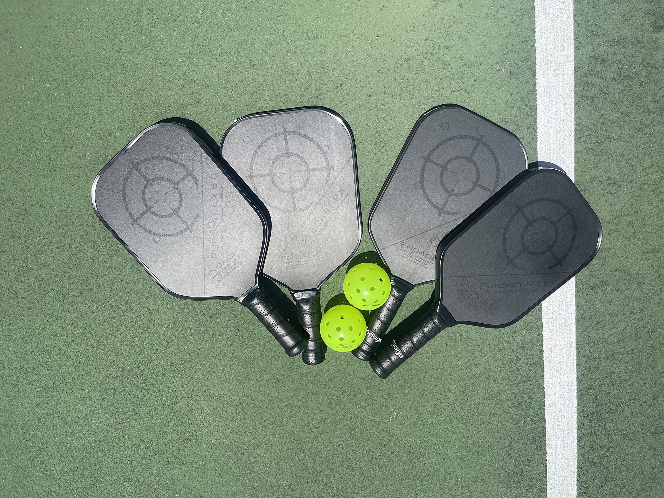 Engage Pursuit MX Graphite Pickleball Paddle – Rough Texture for Long Lasting Spin – Responsive Core for Control and Feel – Standard Grip, Standard Weight (7.9-8.3 oz) - USAP Approved