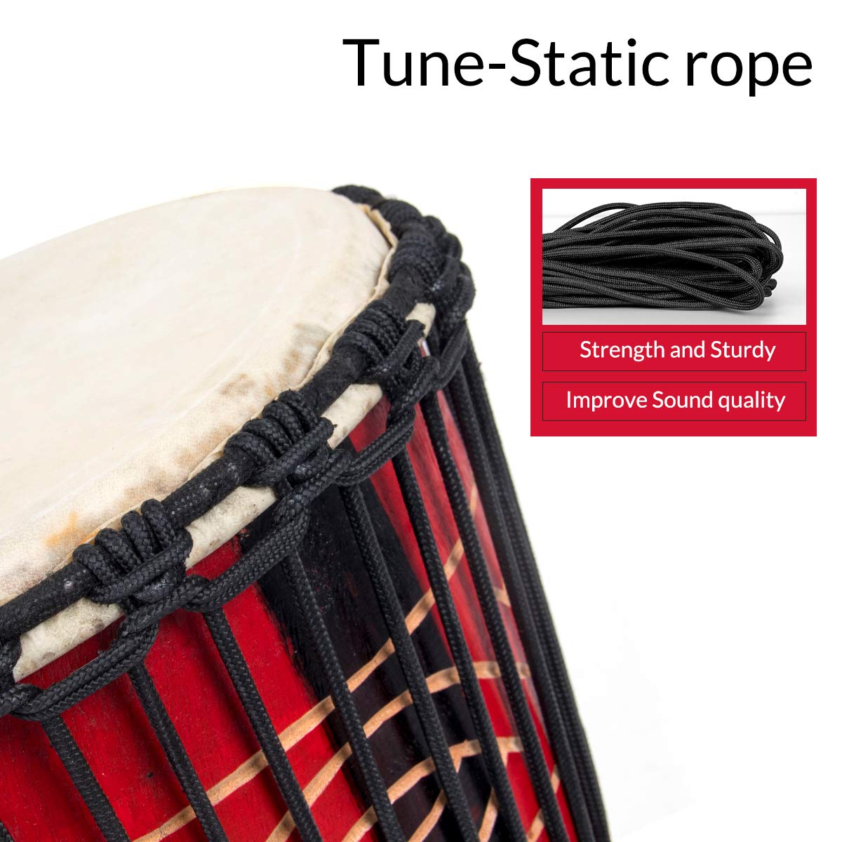 Djembe Drum, AKLOT African Drum Hand-Carved 9.5'' x 20'' Mahogany Goatskin Drumhead for Adults Beginners (Red)